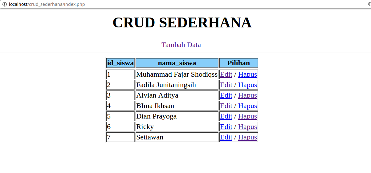 Membuat Crud Sederhana Semi Script