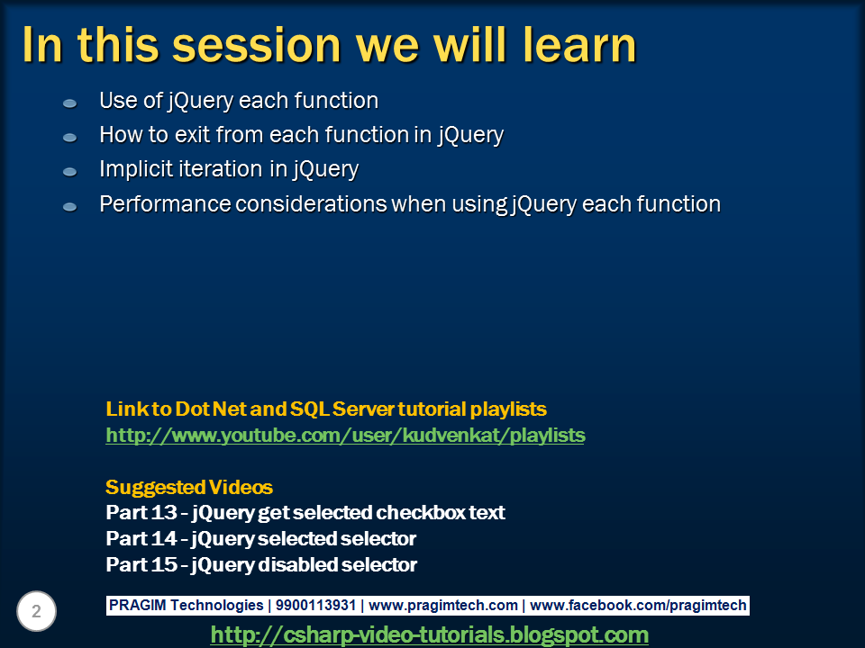 Sql server, .net and c# video tutorial: jQuery each function