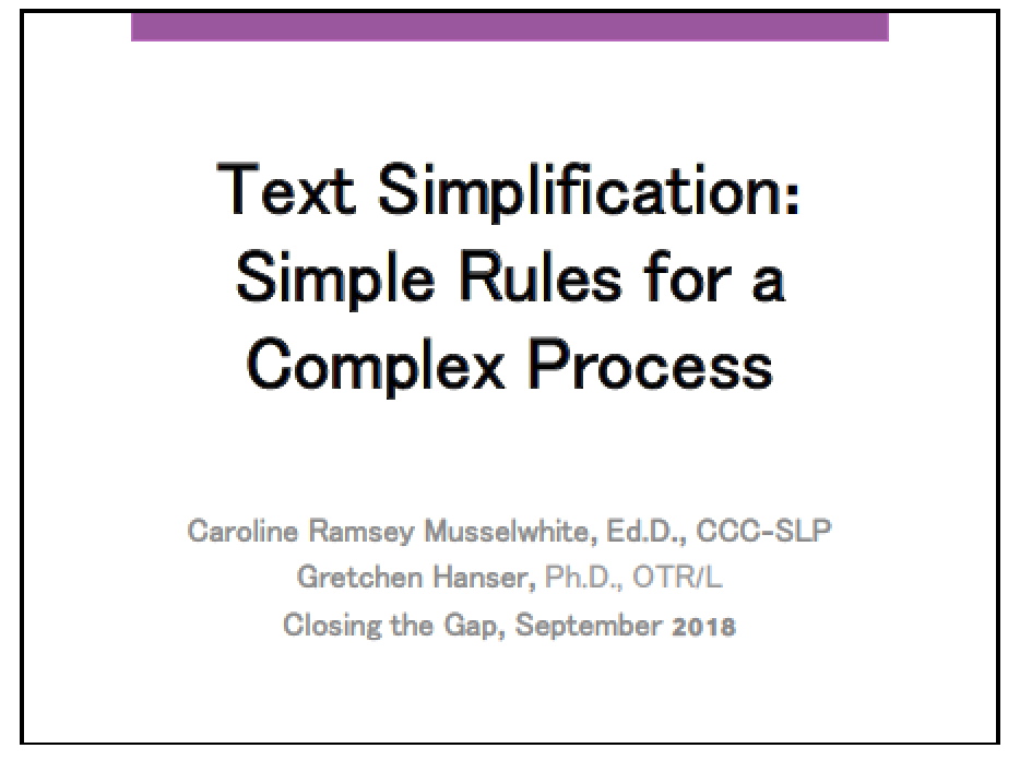 AAC Girls: Text Simplification - Simple Rules for a Complex Process