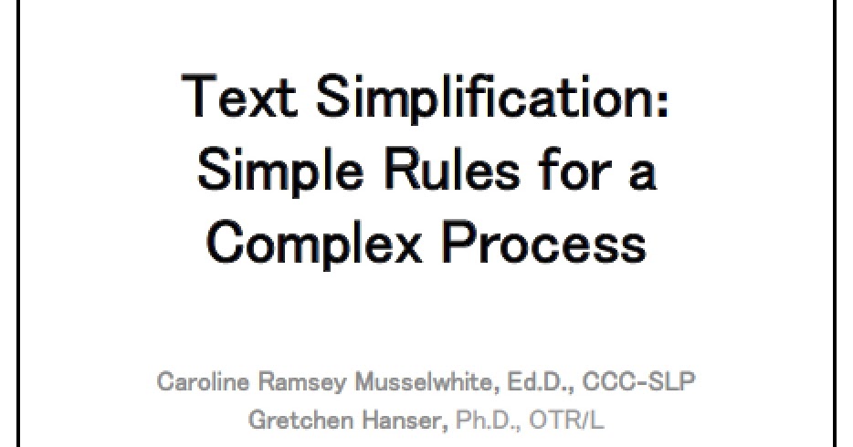 AAC Girls: Text Simplification - Simple Rules for a Complex Process