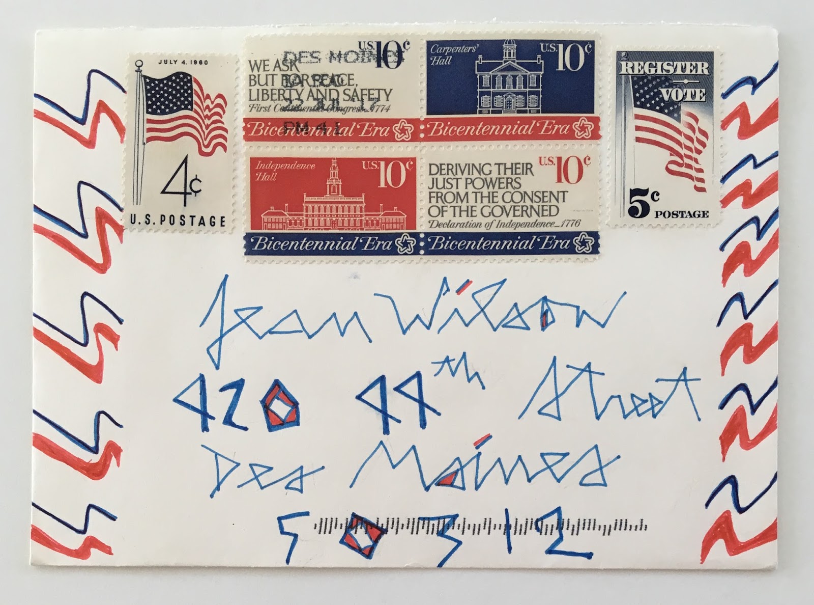 pushing the envelopes: From Amy - July Exchange + Using Up an Odd Stamp