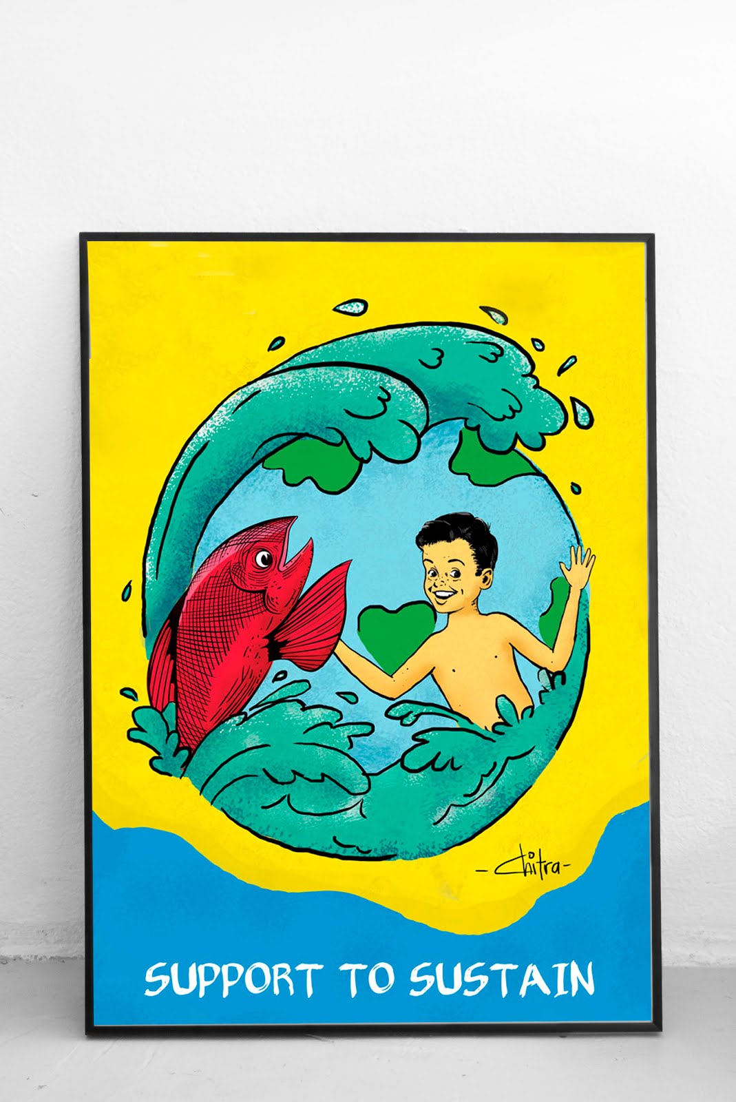 Flying in Sea: 'Save Aquatic Life' Poster