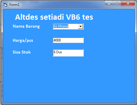 Pilihan Harga barang berdasarkan Combo Visual Basic (VB6)