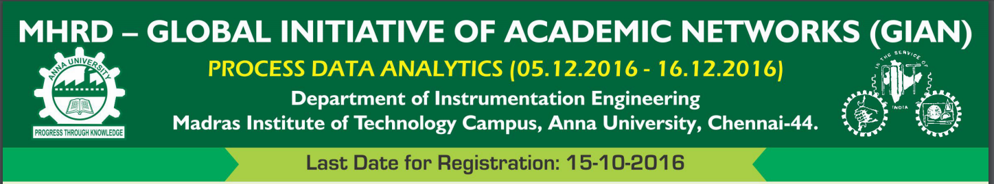 Process Data Analytics - GIAN course - MIT Campus, Anna University ...
