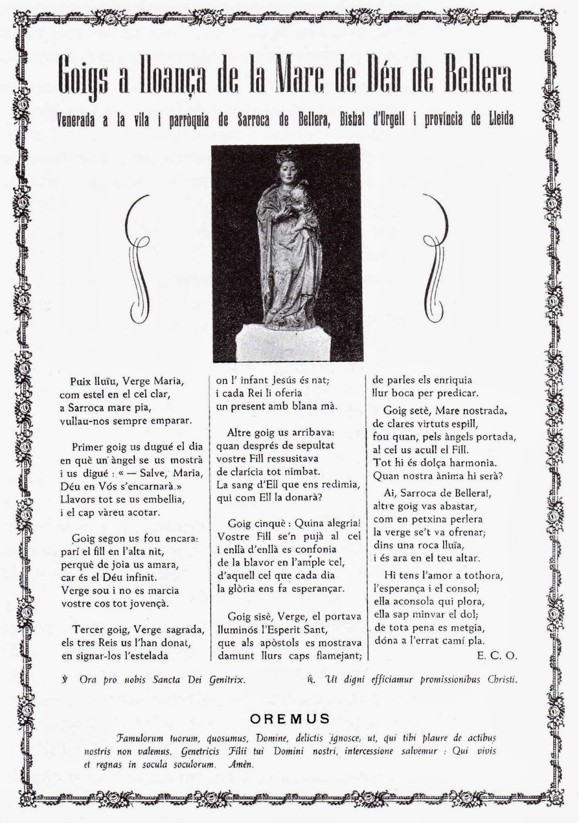 Goigs a la Mare de Déu de Bellera. Sarroca de Bellera (Pallars Jussà ...