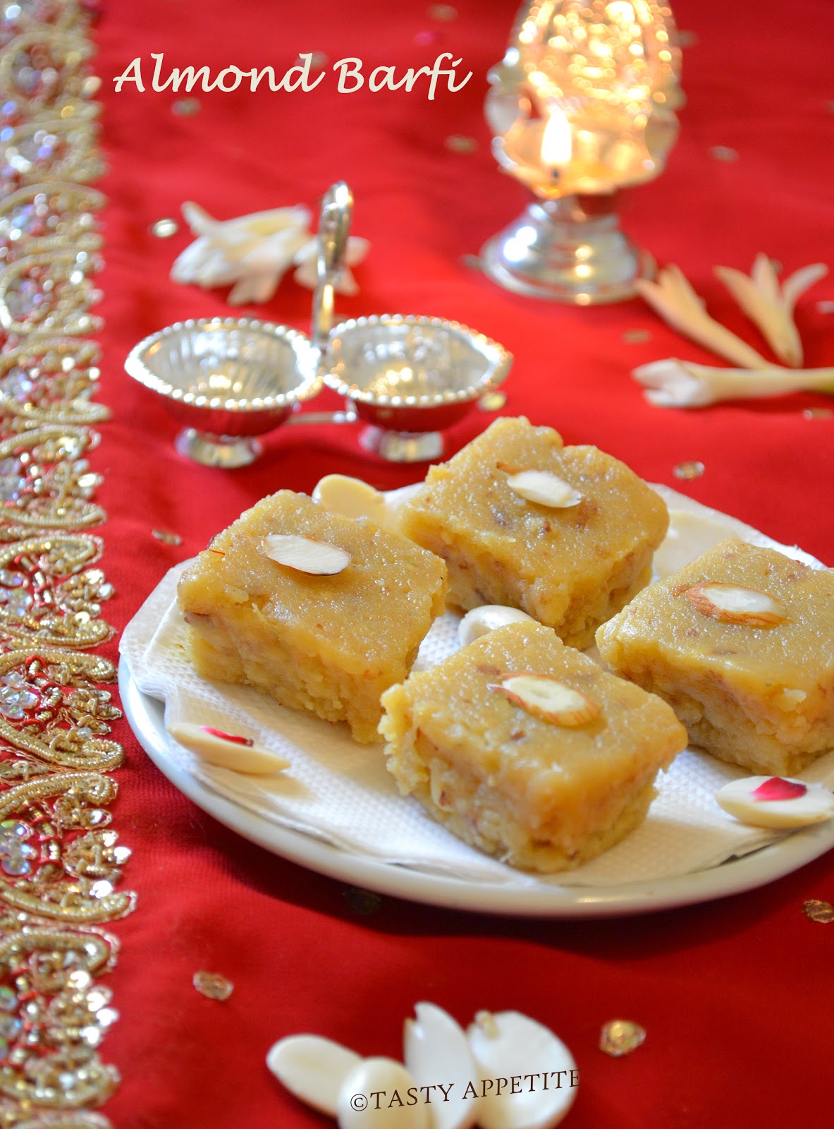 Almond Burfi / Badam Burfi / ( Badam Ki Fudge) / Diwali Sweets Recipes: