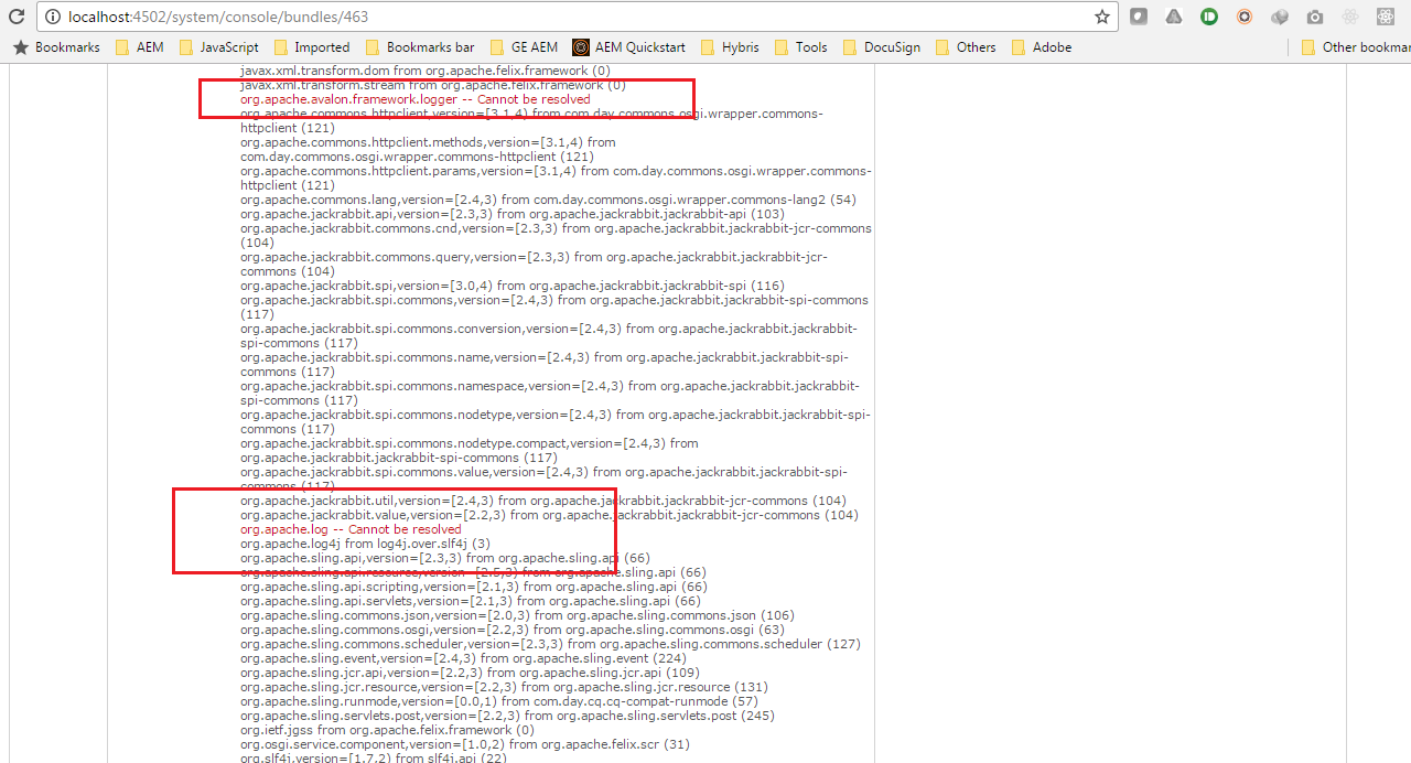 Org Osgi Framework Bundleexception Osgi Wiring Package Com Adobe Cq Sightly Aem Tutorials For