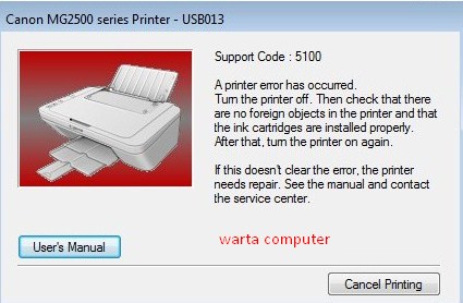 Error Code 5100 Printer Cannon MG2570