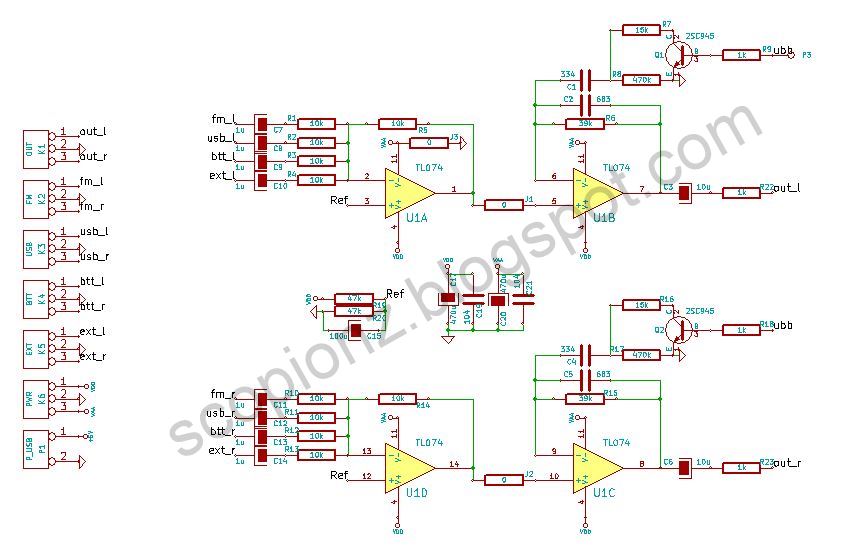 Stereo Bass Booster Circuit with Simple Mixer ~ Scorpionz - Electronic ...