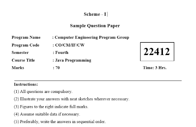 22412 -sample-question-paper- Java Programming I Scheme 4th Semester Computer