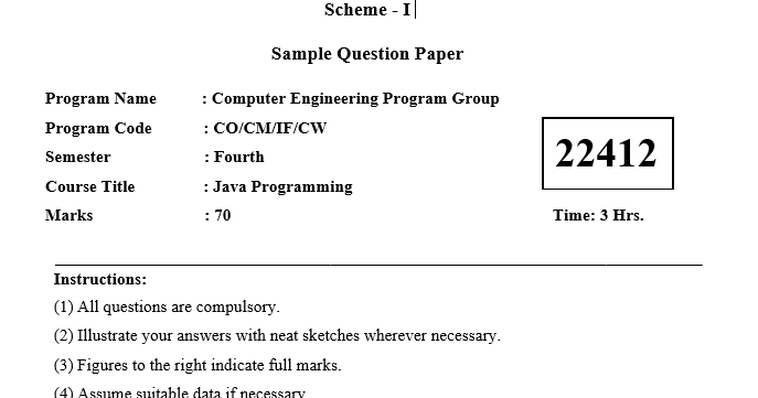 22412 -sample-question-paper- Java Programming I Scheme 4th Semester ...