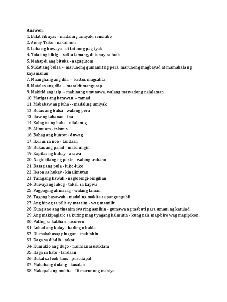 halimbawa ng idyoma - philippin news collections