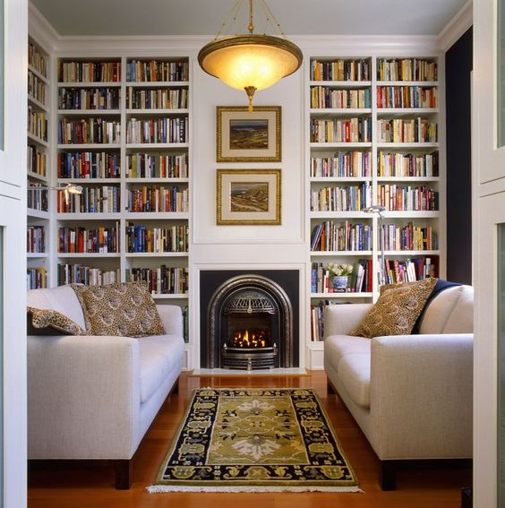 Content in a Cottage: Library with Open Fire