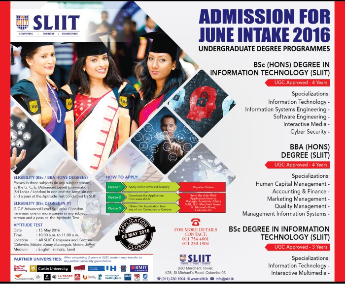 Undergraduate Degree Programmes @ SLIIT ~ DailyPromo.lk