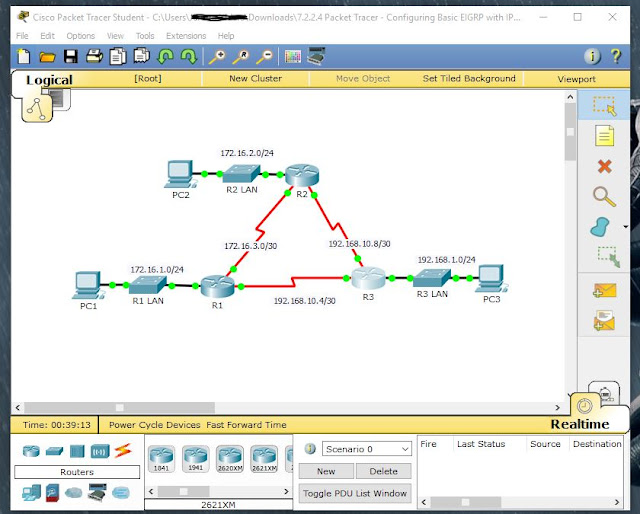 Cisco Student Hacks: 7.2.2.4 Packet Tracer - Configuring Basic EIGRP ...