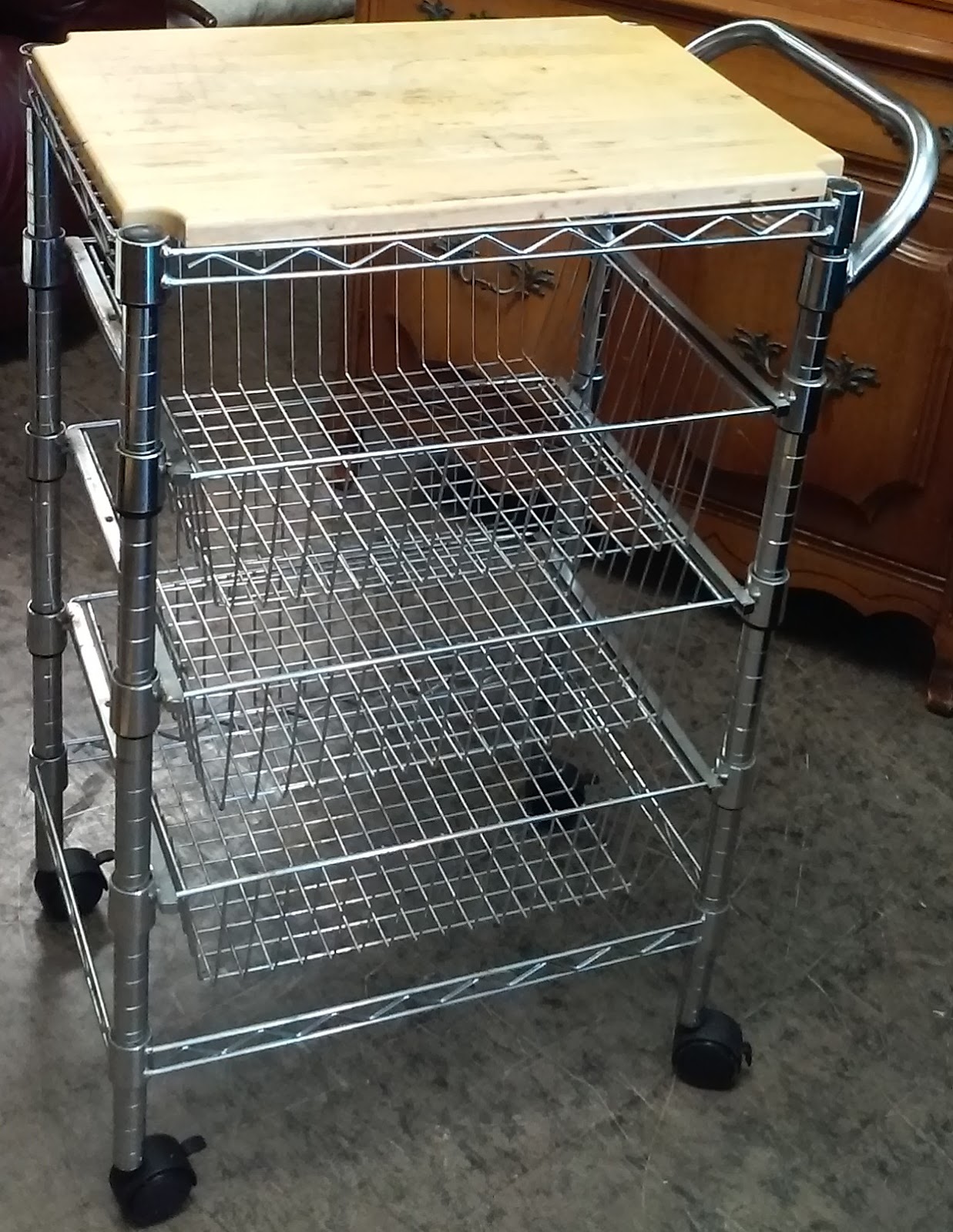 UHURU FURNITURE & COLLECTIBLES: SOLD Chrome Kitchen Cart with Drawers - $45