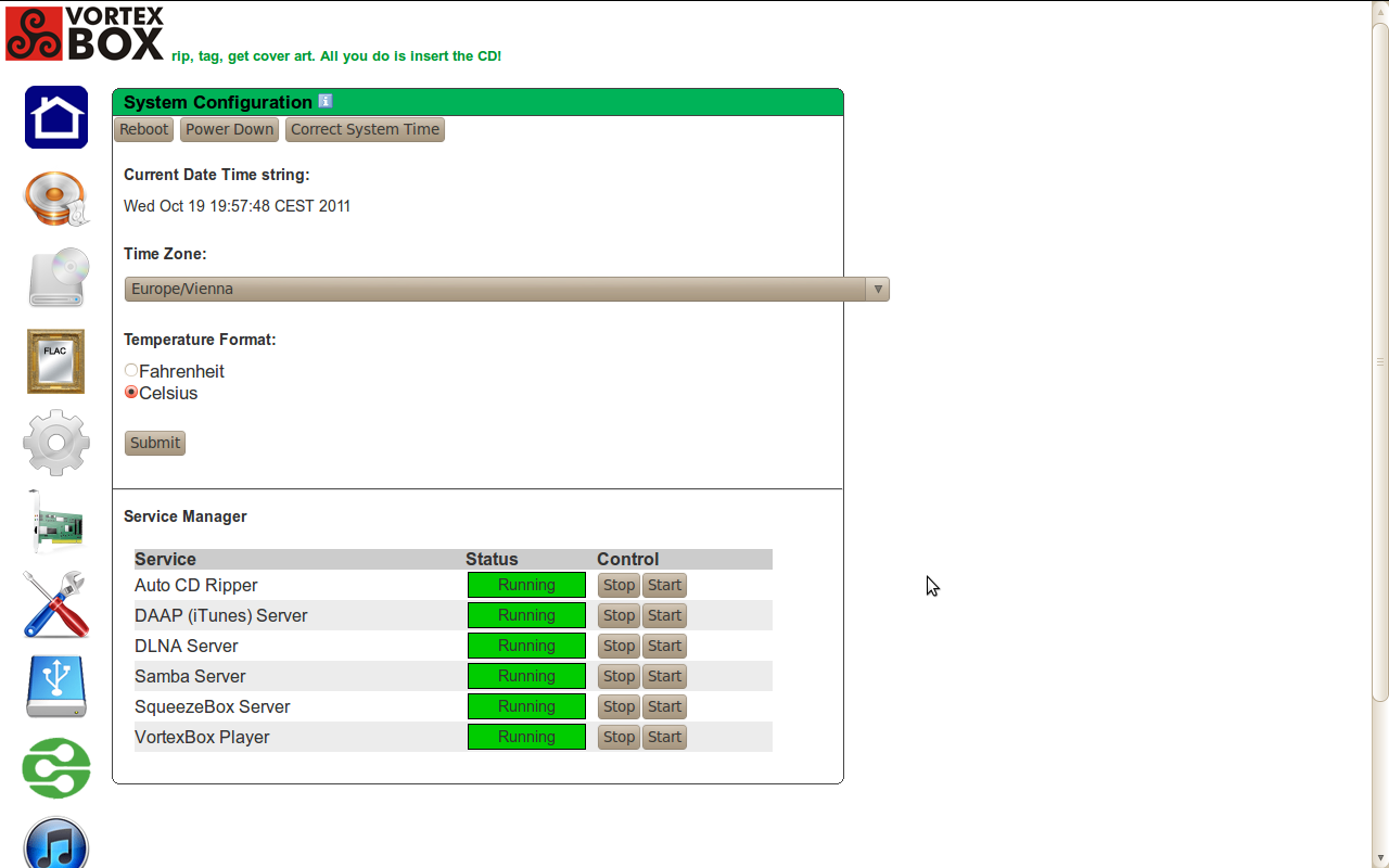 Vortexbox: The Vortexbox Webinterface