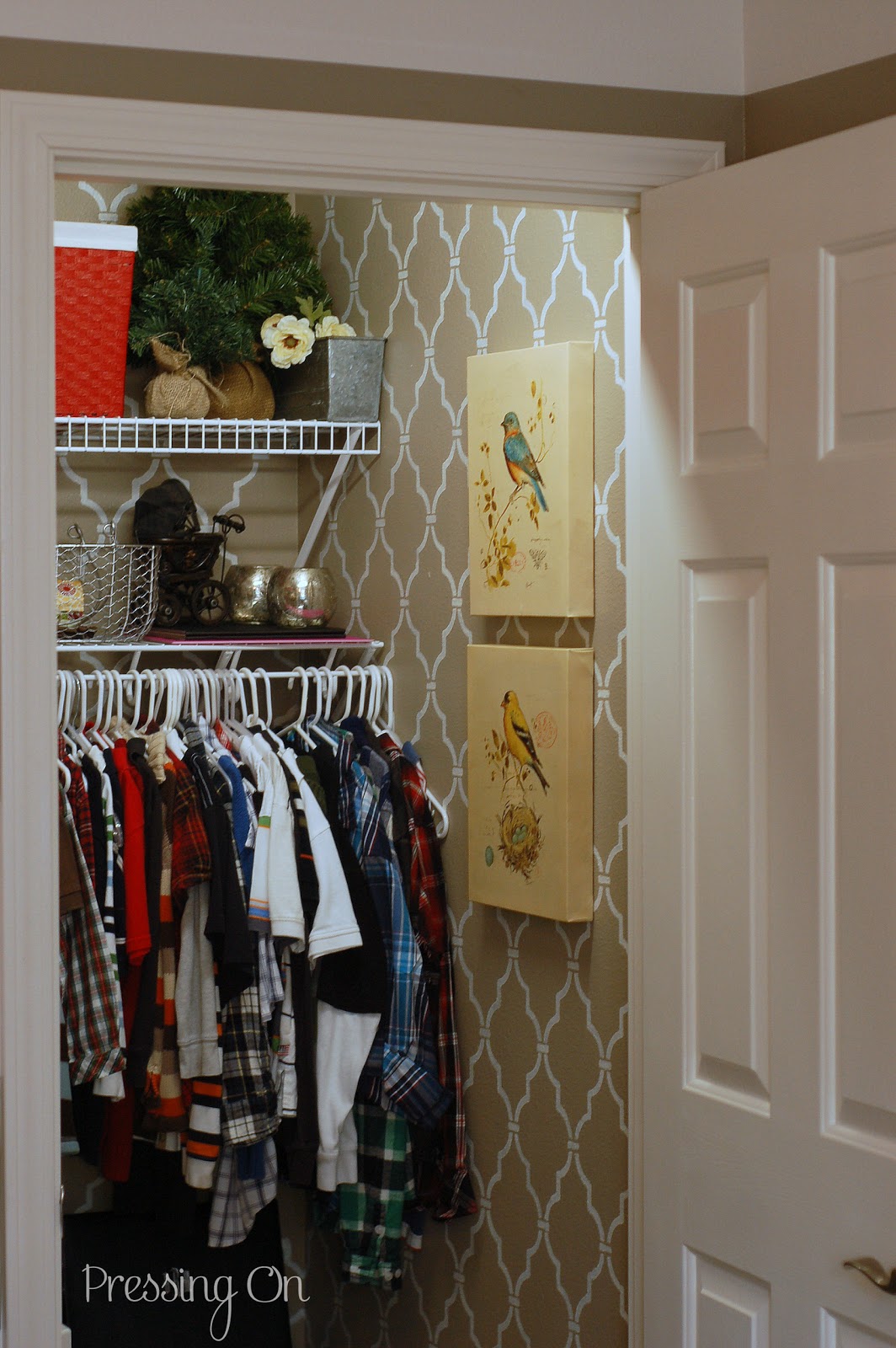 Pressing On: My stenciled closet makes me smile!