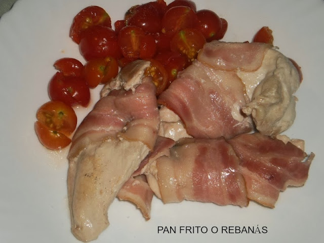 PAN FRITO O REBANÁS: POLLO CON BACÓN