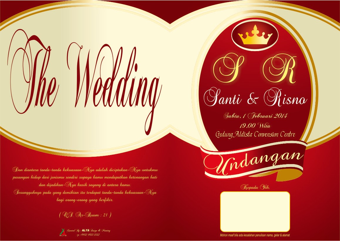 "ALYA" Design & Printing: Design Undangan Pernikahan Model "Beer V001"