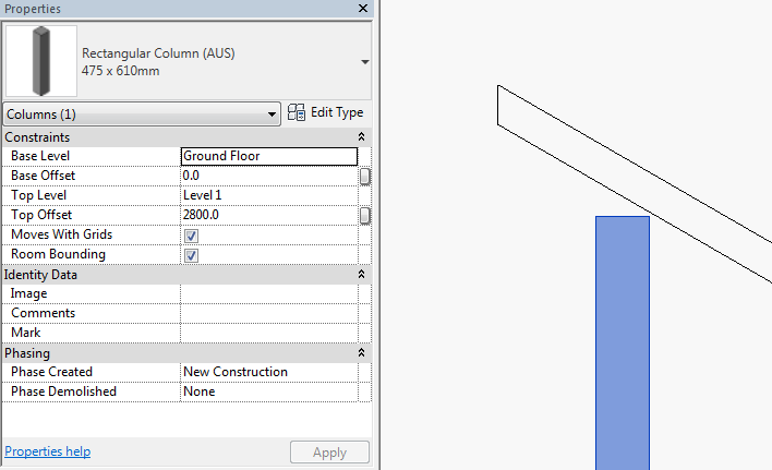 Revit Link: Column 'Construction' Properties