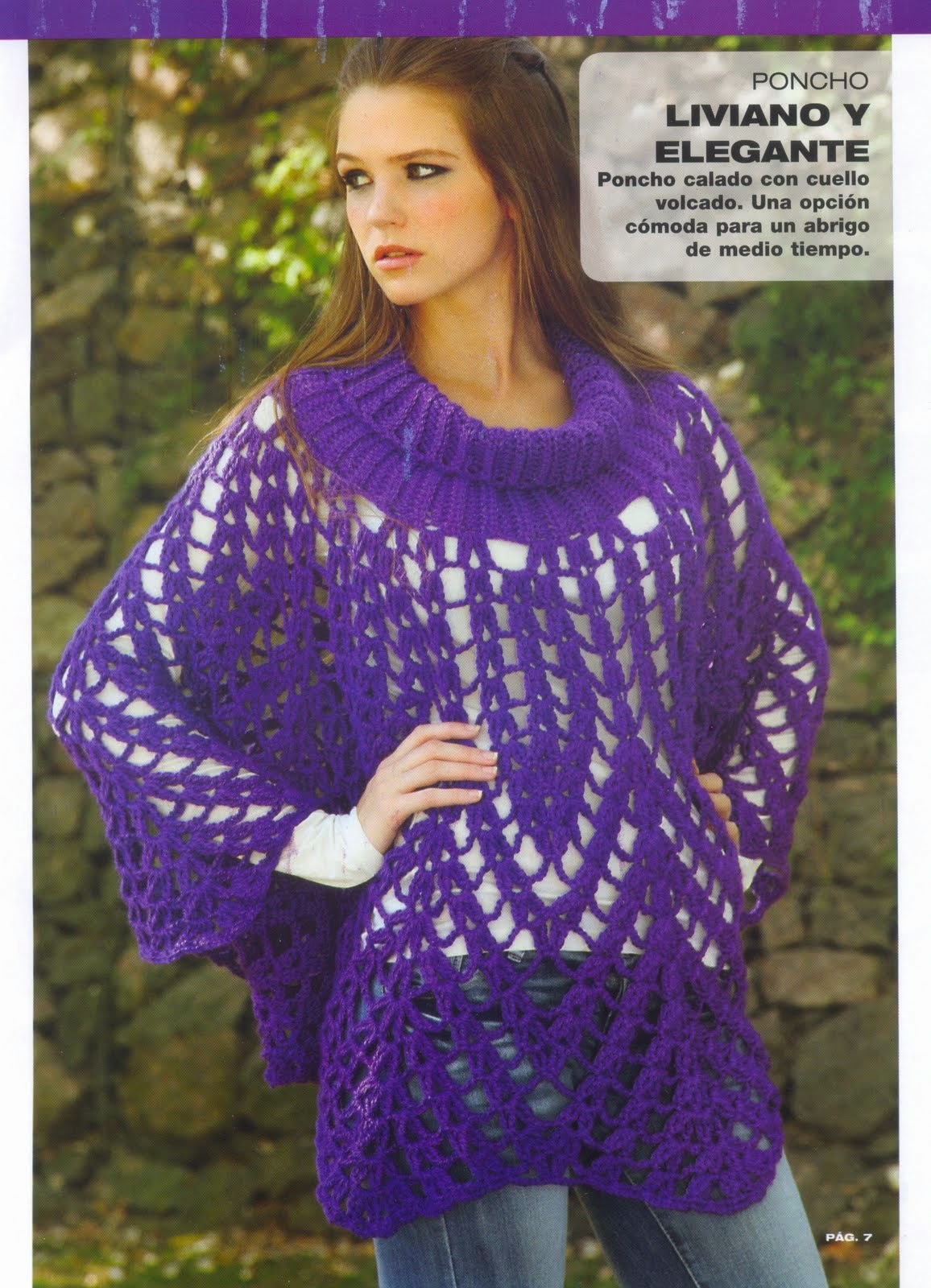 Poncho liviano y elegante realizado con ganchillo