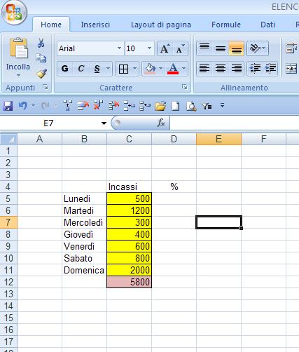 2) Ci si posiziona nella prima casella dove vogliamo fare il calcolo ...