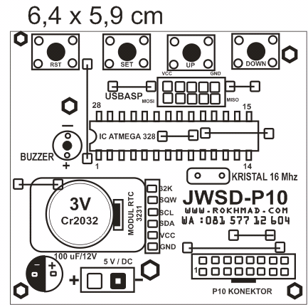 PCB JWSD (Jam Waktu Sholat Digital) IC atmega 328 dan RTC 3231 panel ...