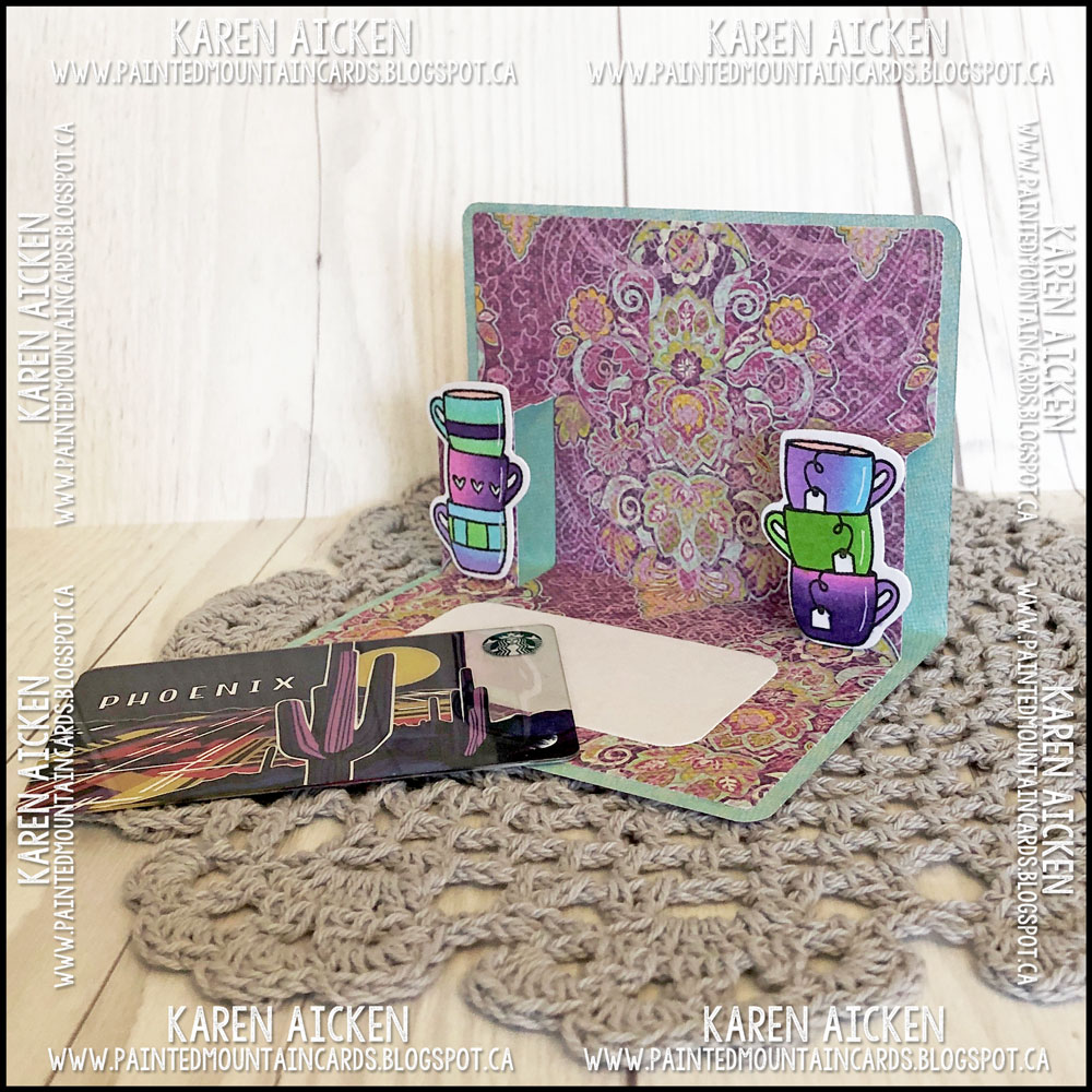 Painted Mountain Cards: Tea Themed Pop-Up Gift Card Holder