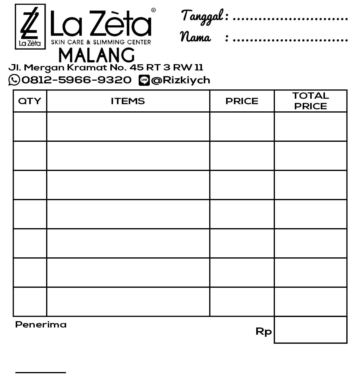 Contoh Nota Bon Kosong