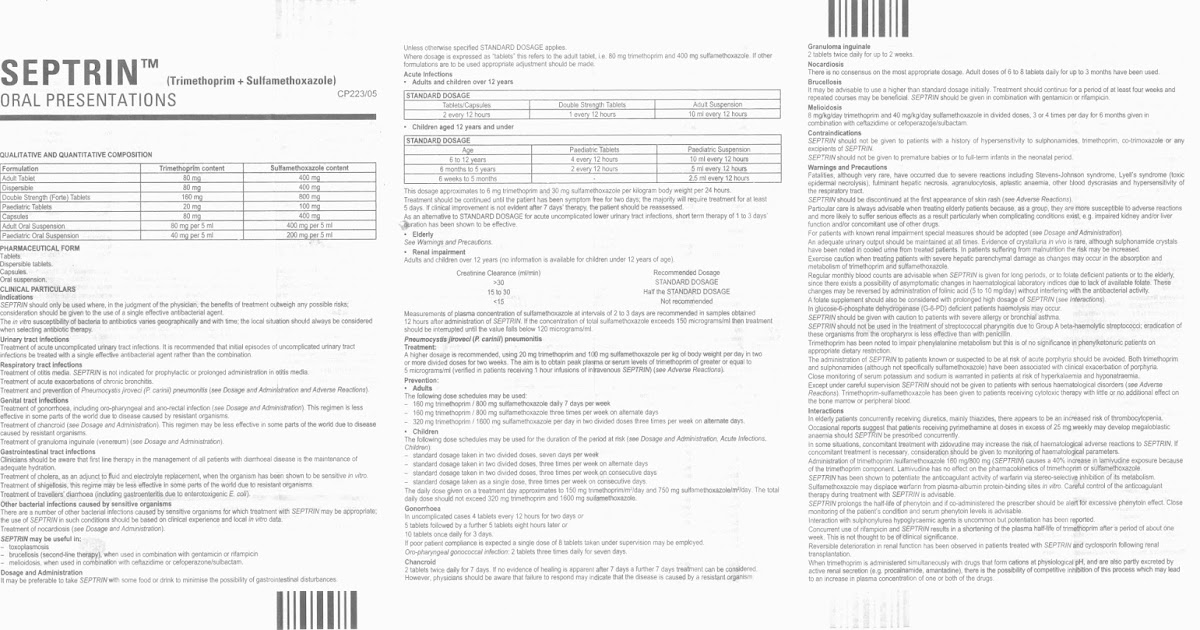 Drug Pamphlet: SEPTRIN