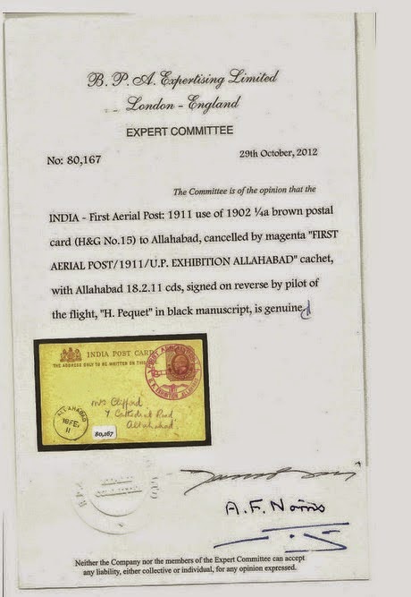 USPA Expertising Inc: Stamp Expert Certificate - BPA Expertising stamp ...