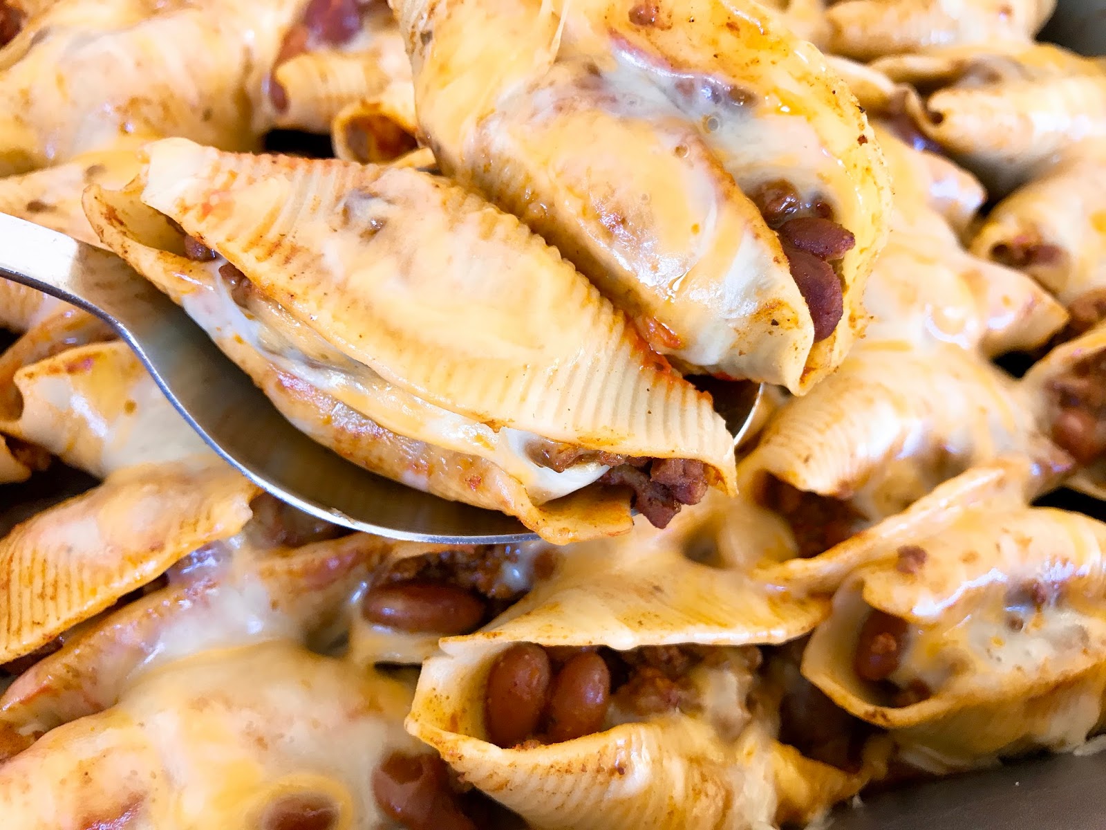 Beef and Bean Chili Stuffed Shells
