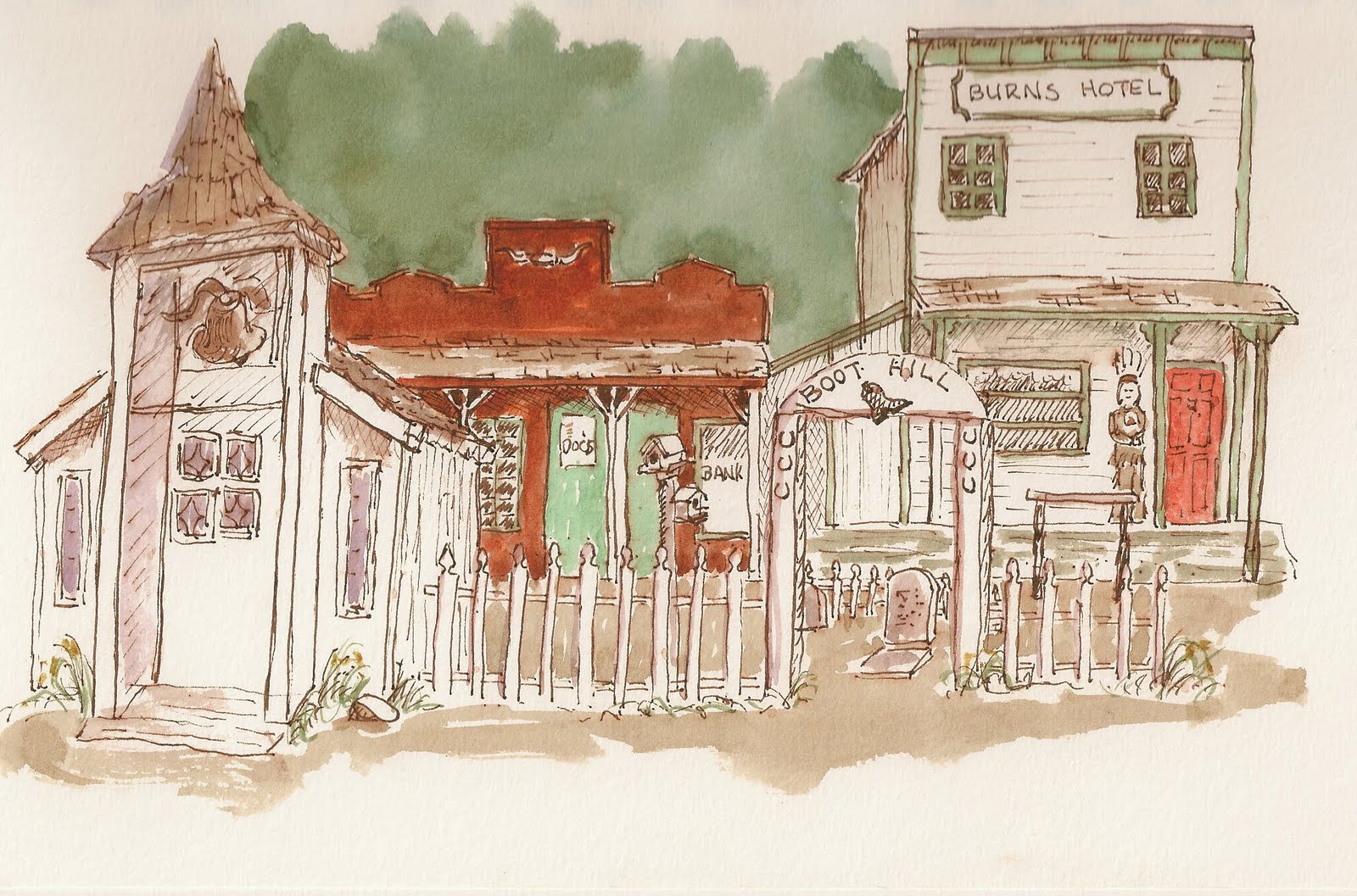 Whidbey Island Sketchers: Little Ghost Town at the M-Bar-C Ranch