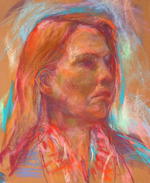 TURQUOISE PROFILE - pastel portrait by Susan Roden