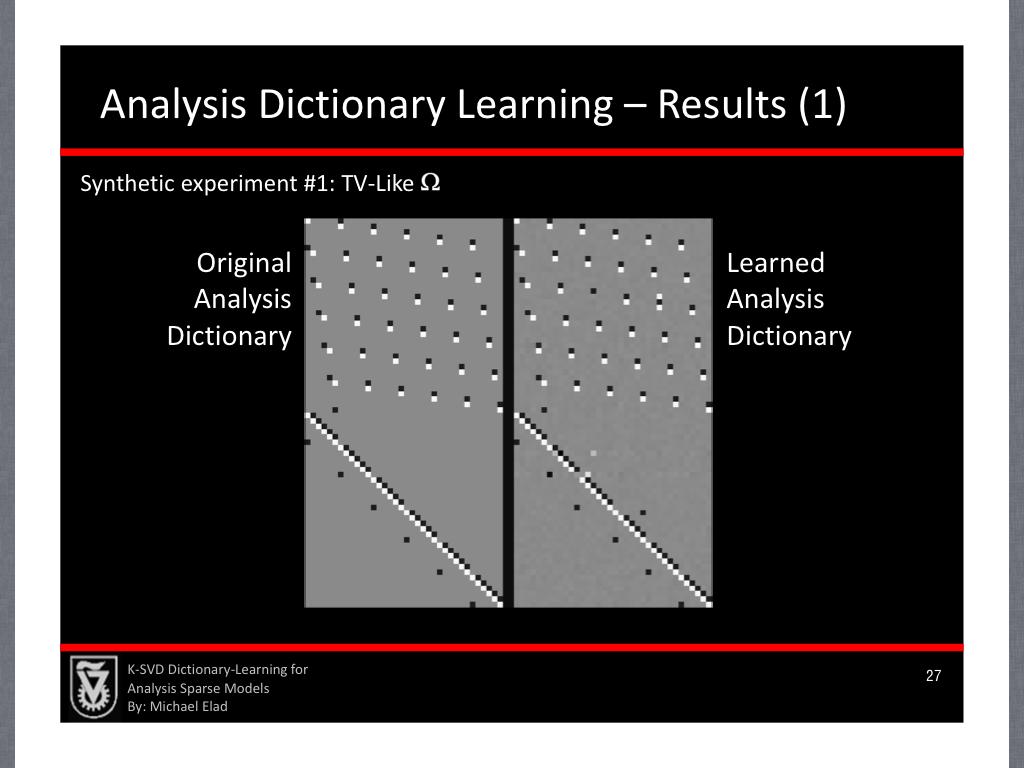 Nuit Blanche: Analysis Dictionary Learning: A New Matrix Factorization