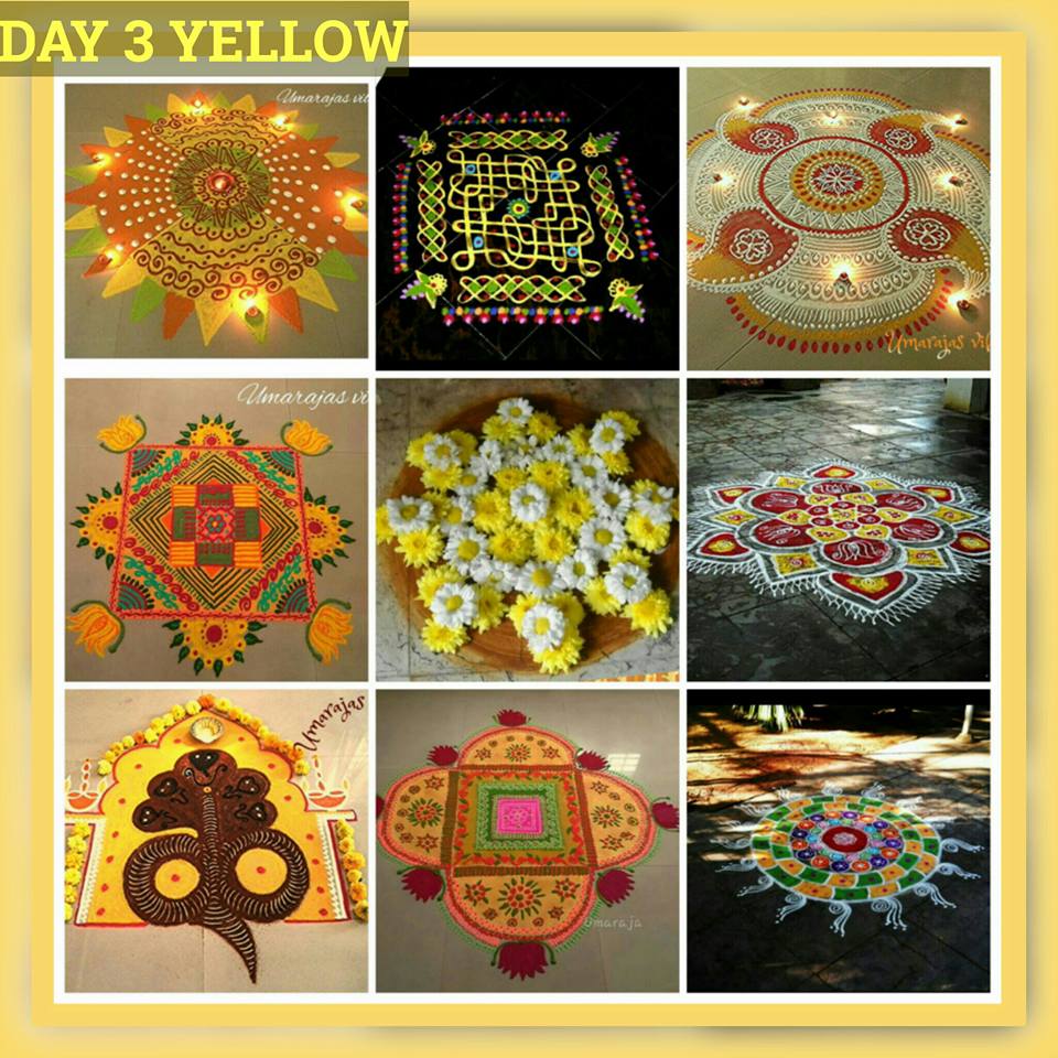 10 Navaratri Colors X 9 Awesome Rangoli Designs for every day of Navaratri