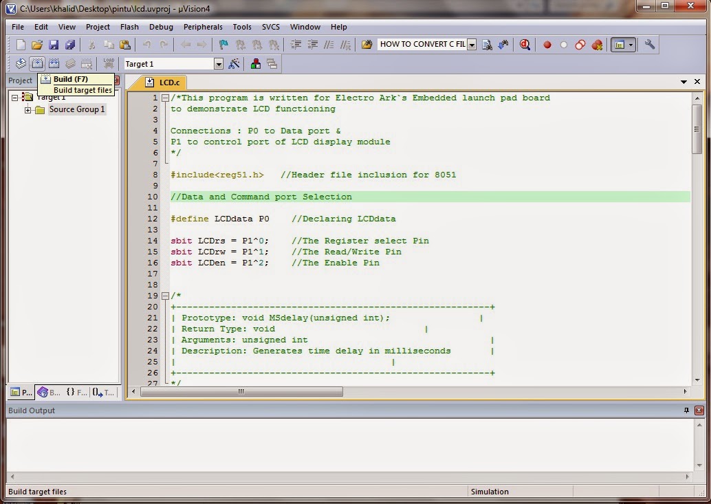 Steps to convert C file into Hex file using Keil uVision ~ Electro aRK