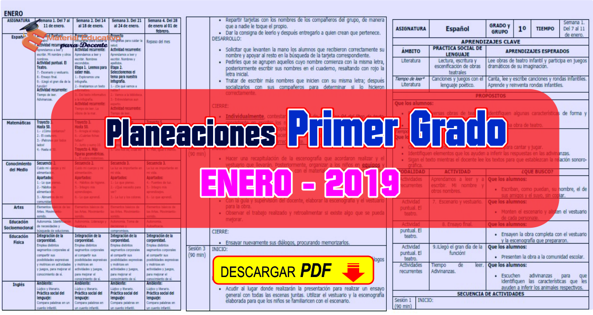 Material Educativo: Planeaciones de Enero Primer Grado 2019 Nuevo ...
