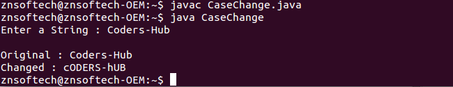 Java code to change Lowercase letters to Uppercase and vice-versa in a ...