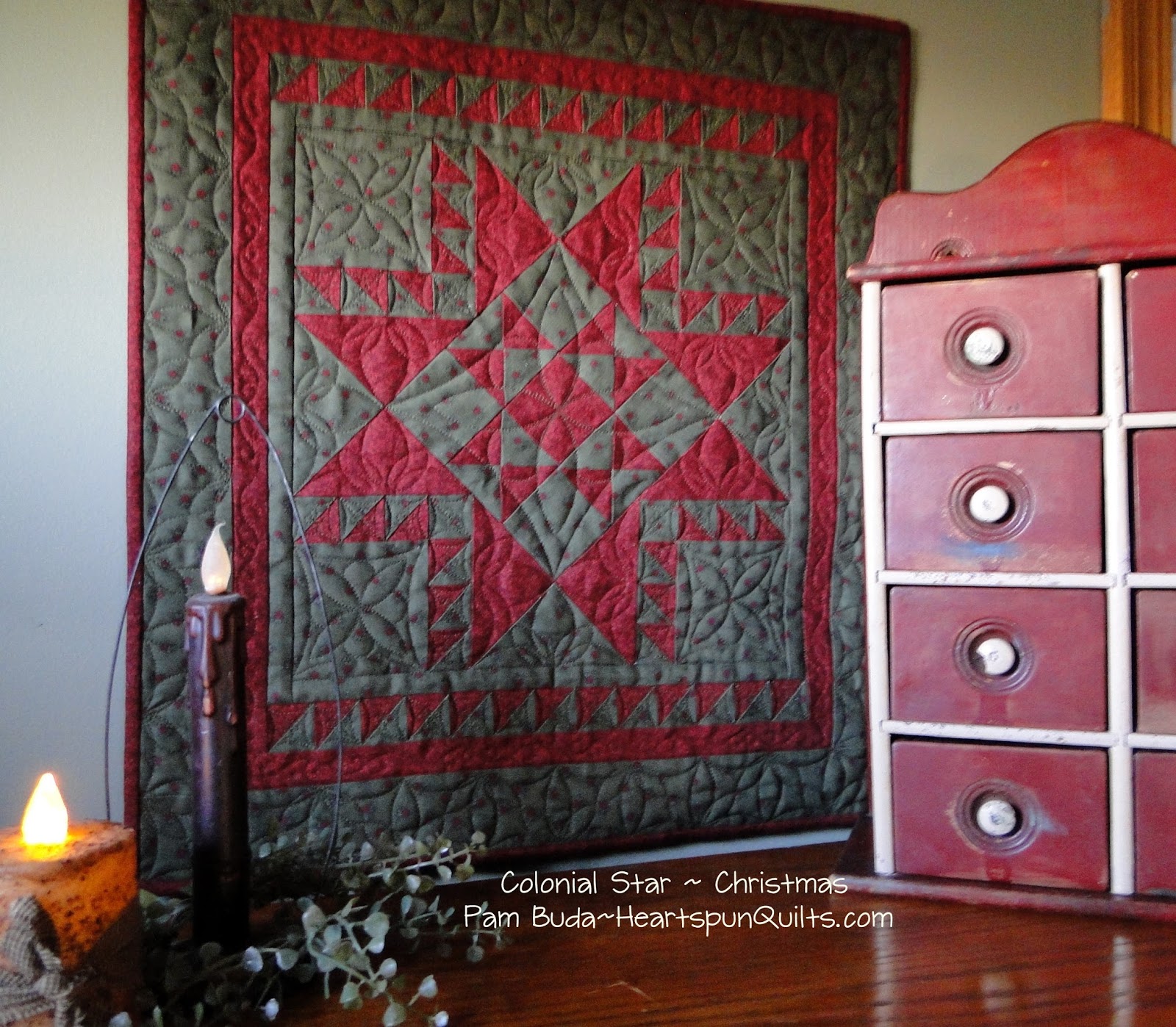 Heartspun Quilts ~ Pam Buda: Christmas Red & Green Colonial Star Quilt