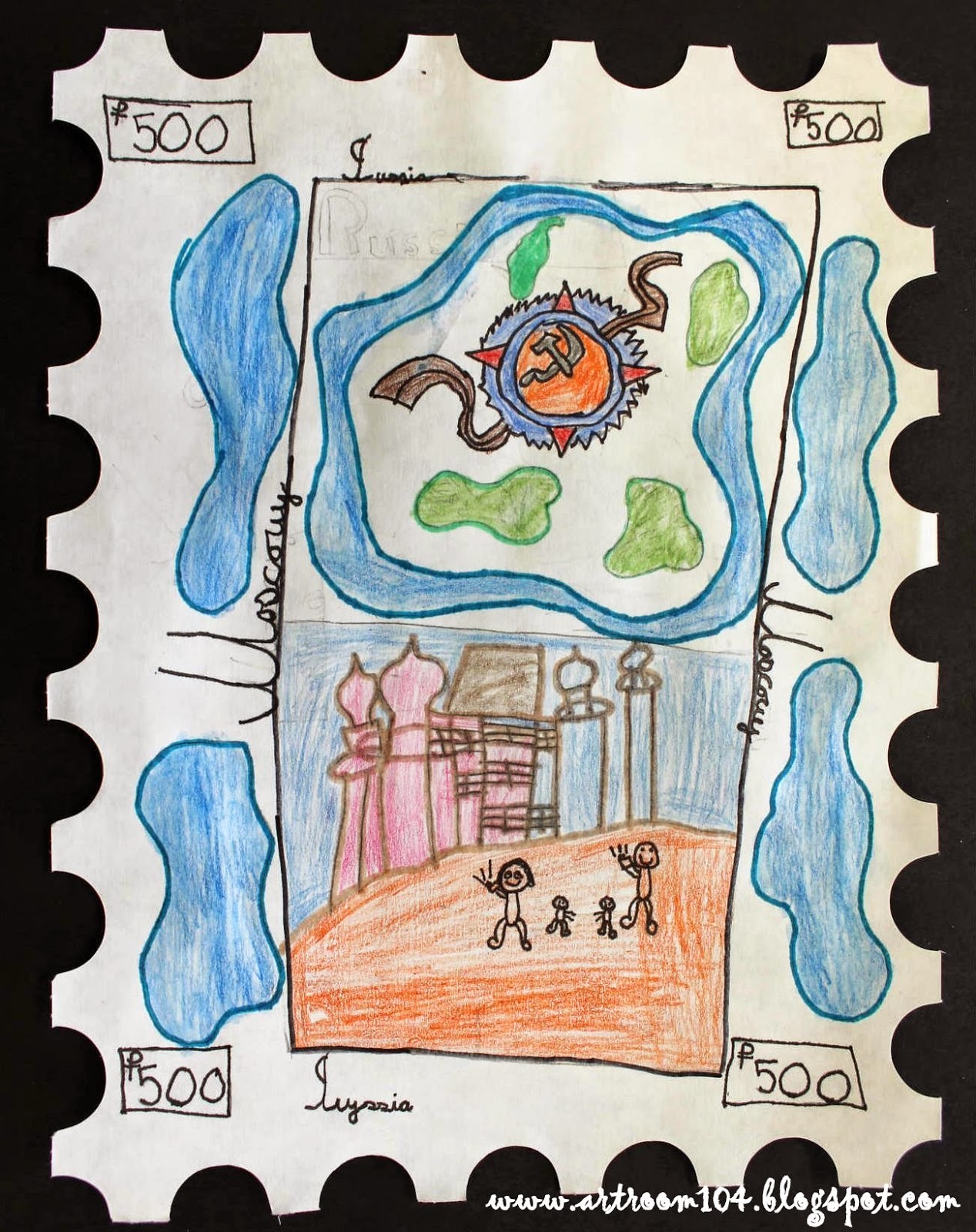 Art Room 104: 6th Grade: Foreign Country Stamp Designs