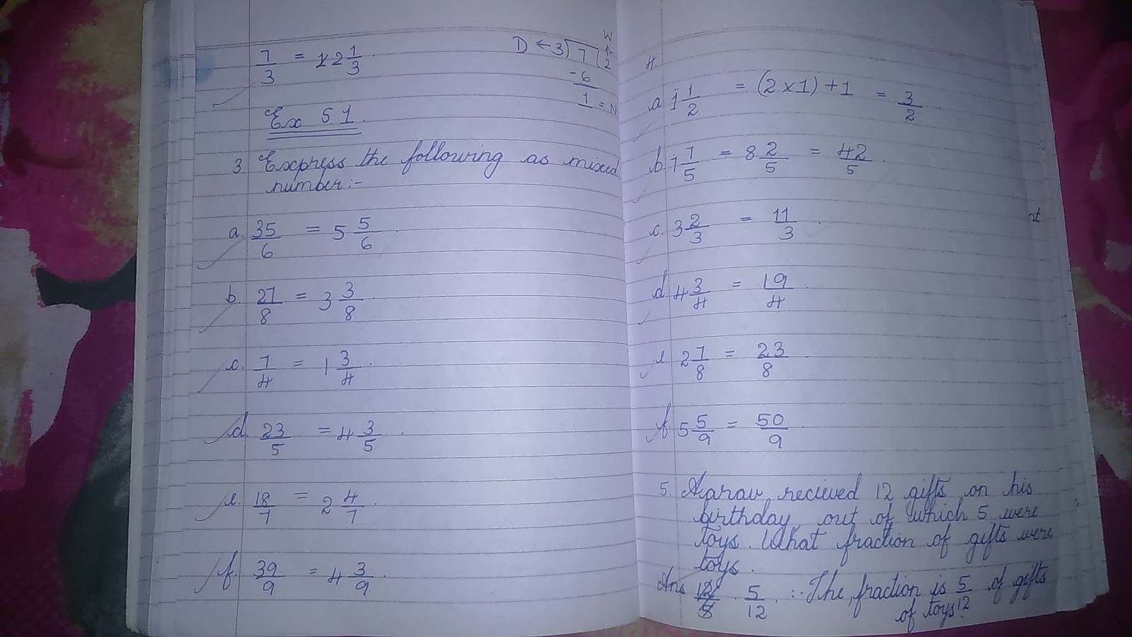 Math notebook work