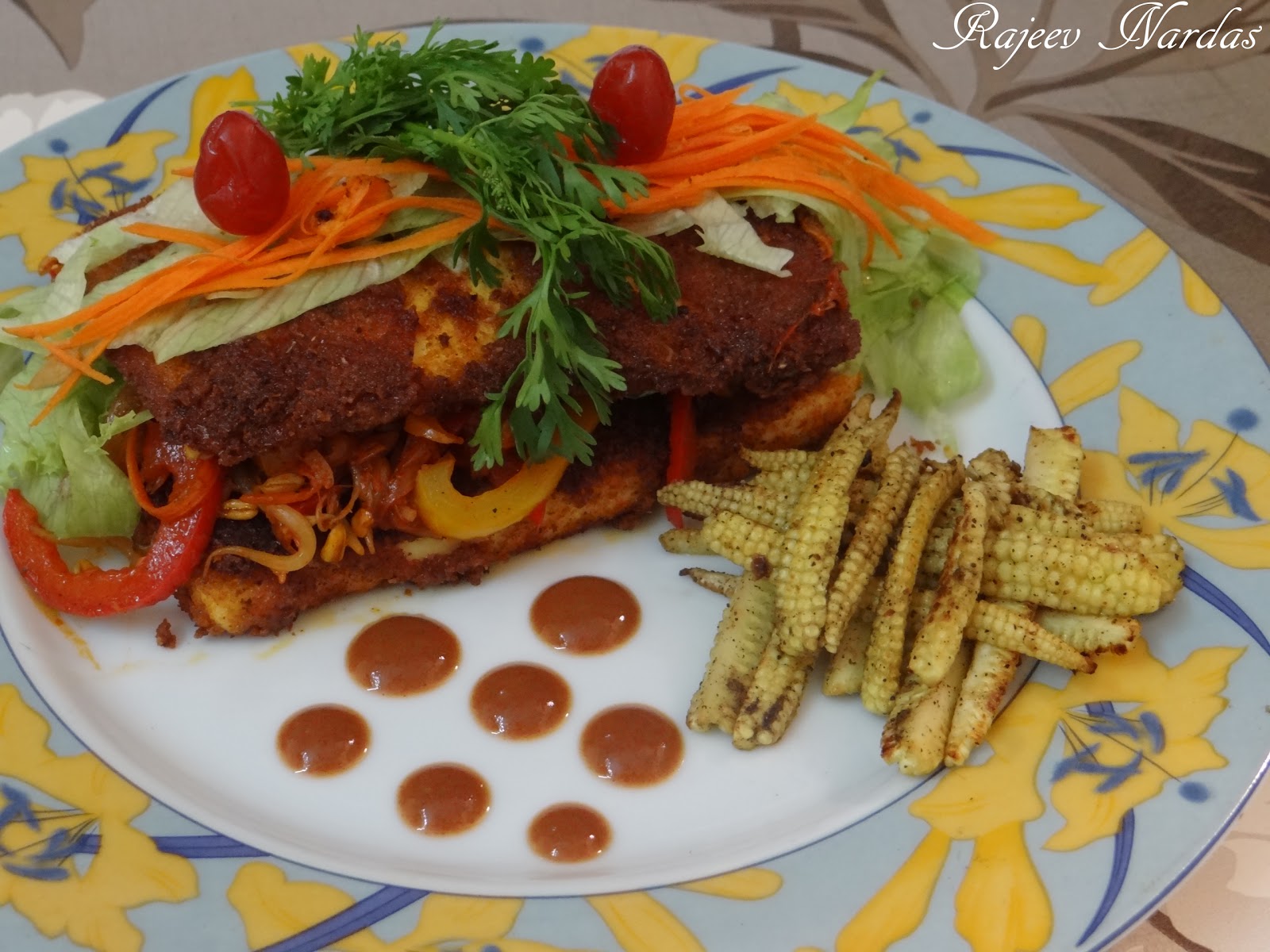 Manju's Food-Bite's: Fried Cottage Cheese with Schezwan stir fried Veggies