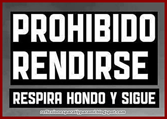 Reflexiones para TI y para MÍ: * PROHIBIDO RENDIRSE