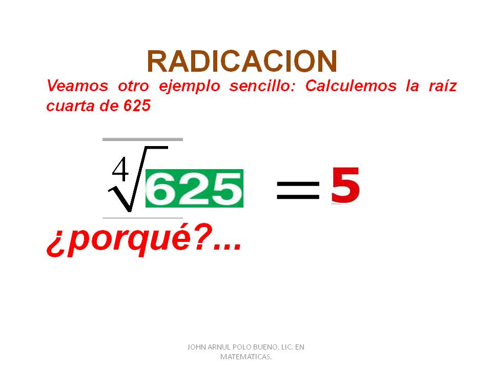Arriba la matematica: Radicacion