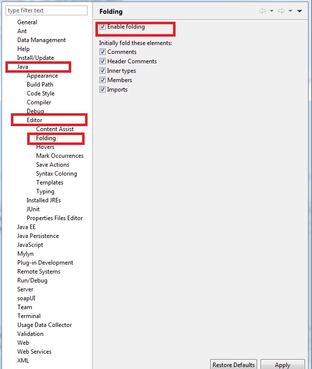 Eclipse - ¿Como ocultar un bloque de código? - En el codigo