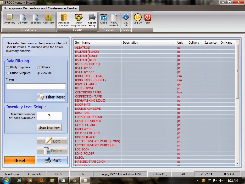 Visual Studio: Inventory System v1.0