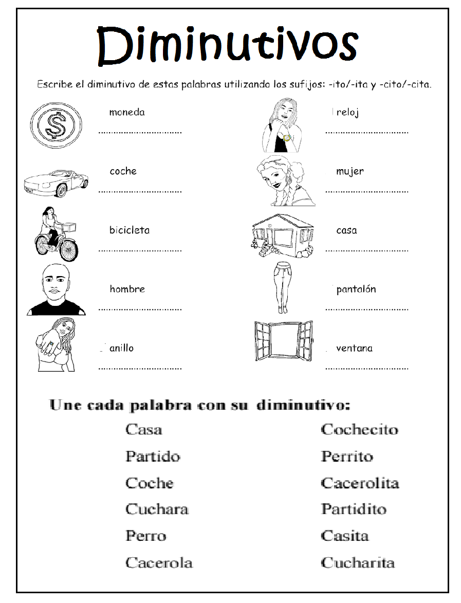Ejercicios De Diminutivos Y Aumentativos Online O Para Imprimir ...