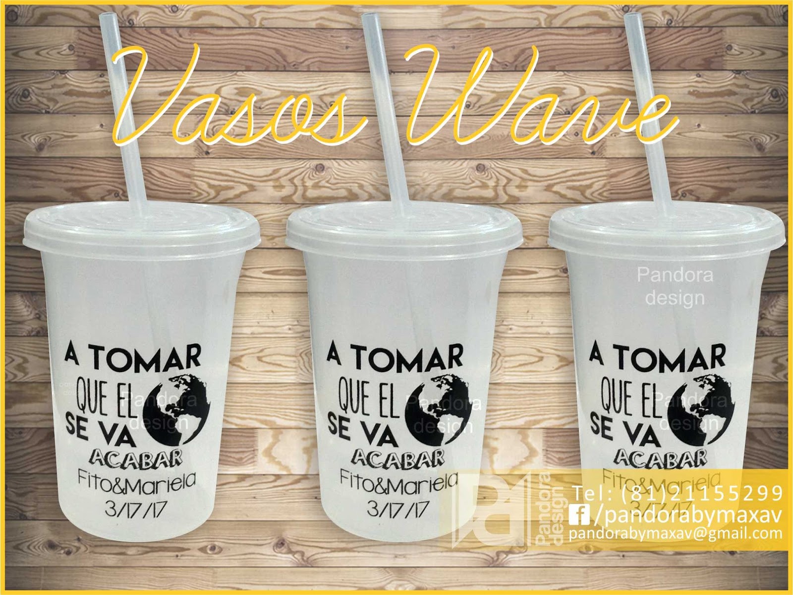 Vasos con frases para bodas | Pandora Design-Portafolio